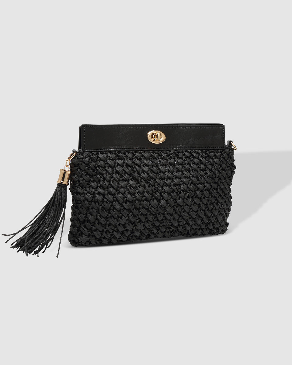 Fern Raffia Clutch Black – One Country Mouse